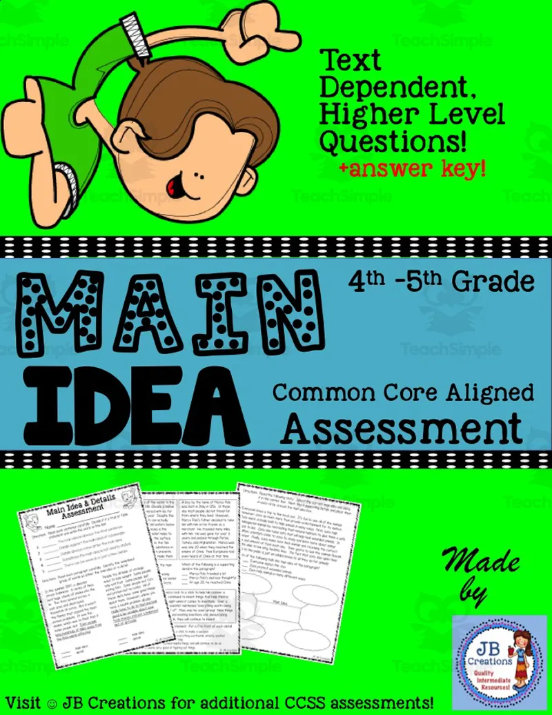 Main Idea Assessment by Teach Simple
