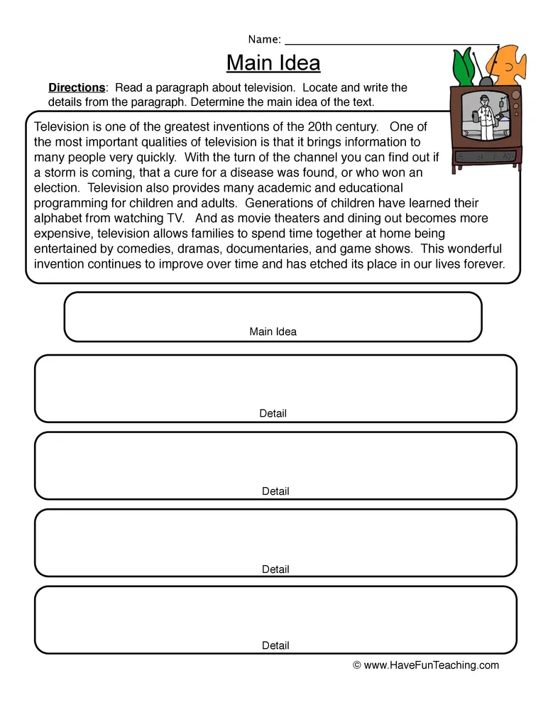 Main Idea Hand Graphic Organizer by Teach Simple
