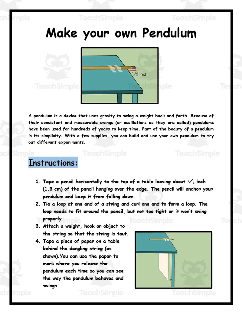 Make Your Own Pendulum Activity by Teach Simple