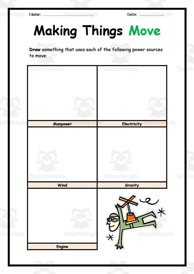 Making Things Move Worksheet by Teach Simple