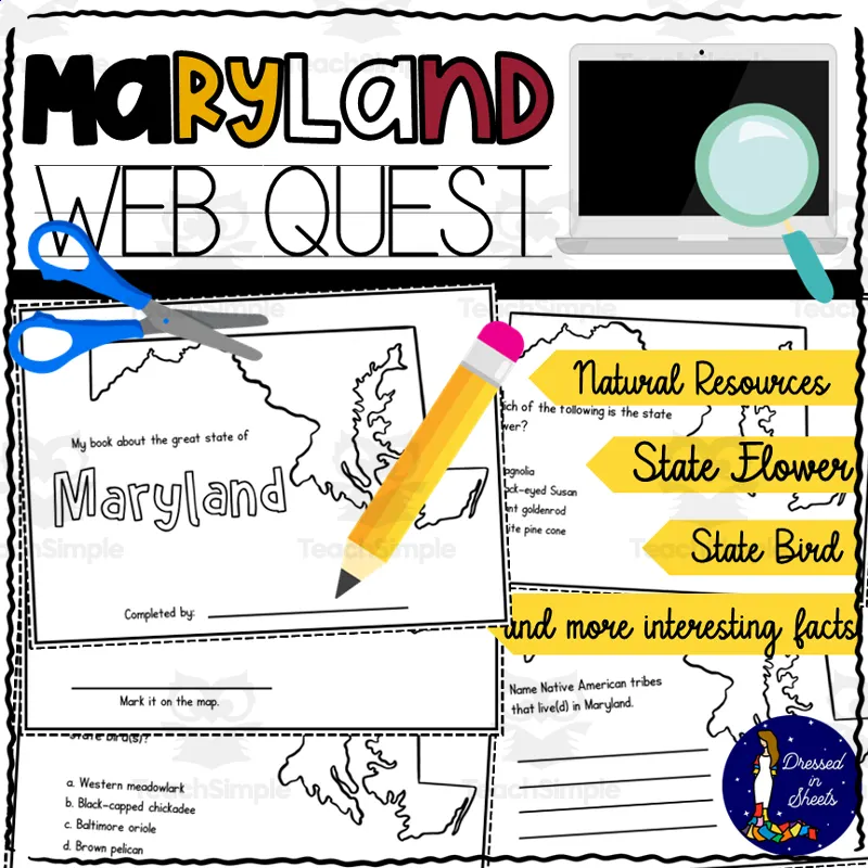 Maryland WebQuest Printable Book by Teach Simple