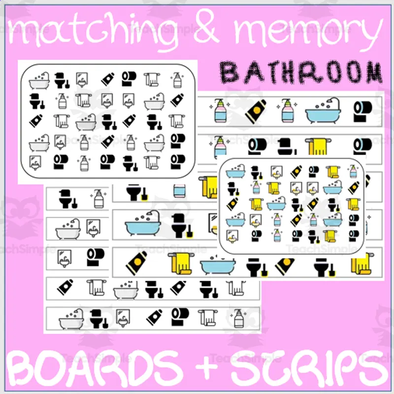 MATCHING & MEMORY BOARDS WITH STRIPS| BATHROOM by Teach Simple