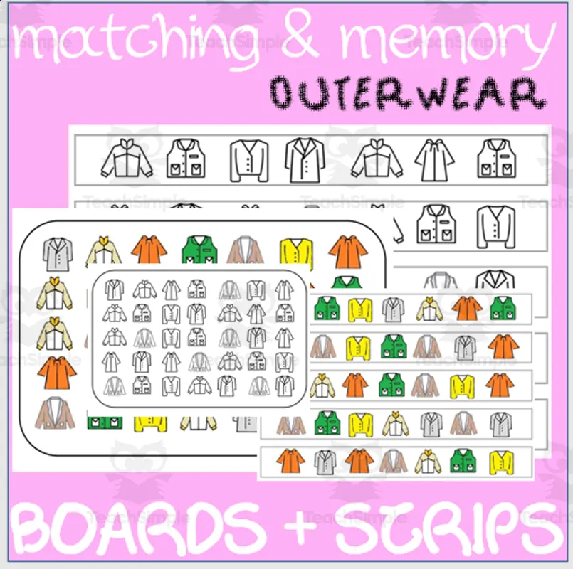 MATCHING & MEMORY BOARDS WITH STRIPS| OUTERWEAR by Teach Simple