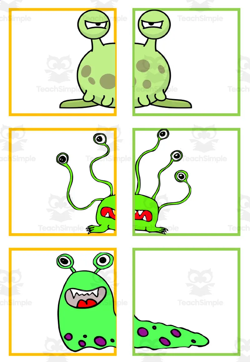 Matching Card Halves: Dinosaurs + Monsters Pack by Teach Simple