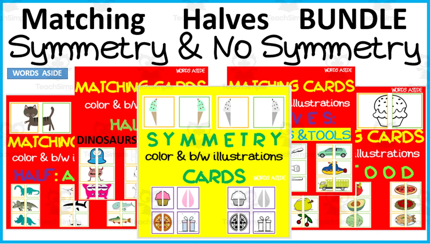 Matching Halves and Symmetry | Bundle by Teach Simple