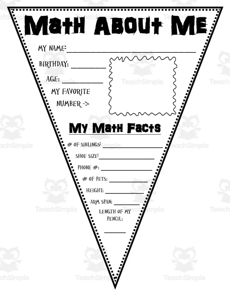 Math About Me Pennant by Teach Simple