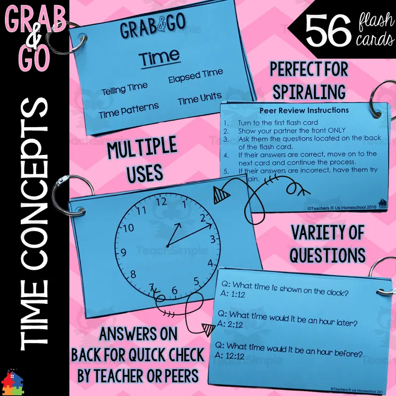 Math Flash Cards | Time Concepts by Teach Simple