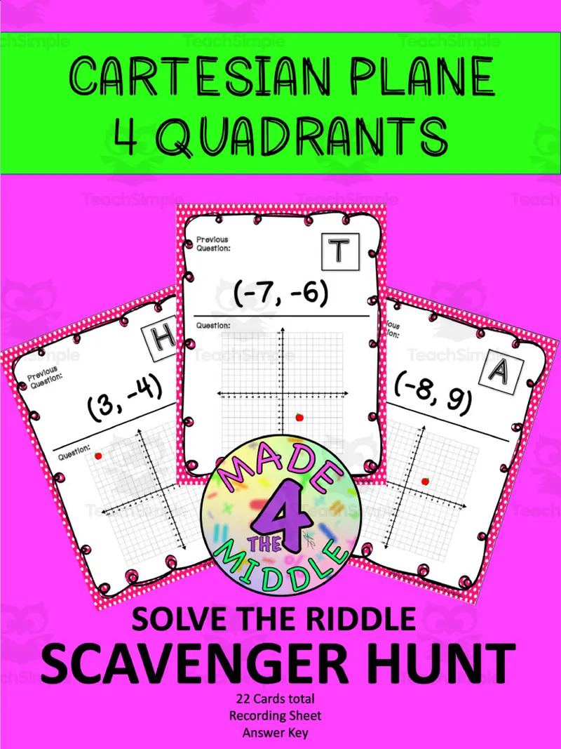 Math Scavenger Hunt: Cartesian Plane 4 Quadrants by Teach Simple