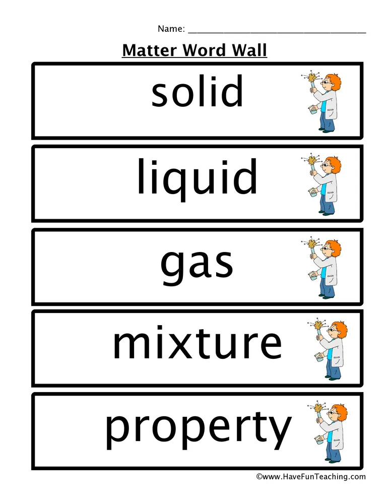 Matter Word Wall by Teach Simple