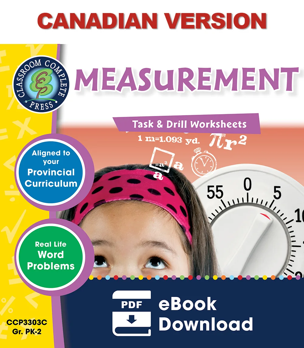 Measurement - Task & Drill Sheets Gr. PK-2 - Canadian Content by Teach ...