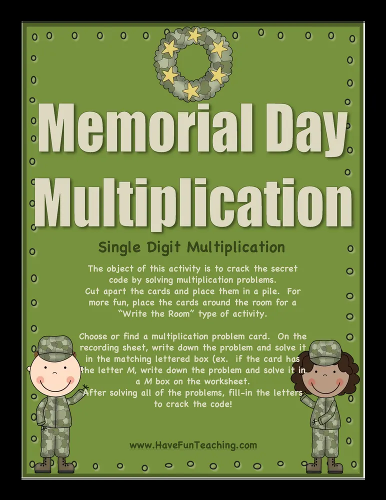 Memorial Day Multiplication Activity by Teach Simple
