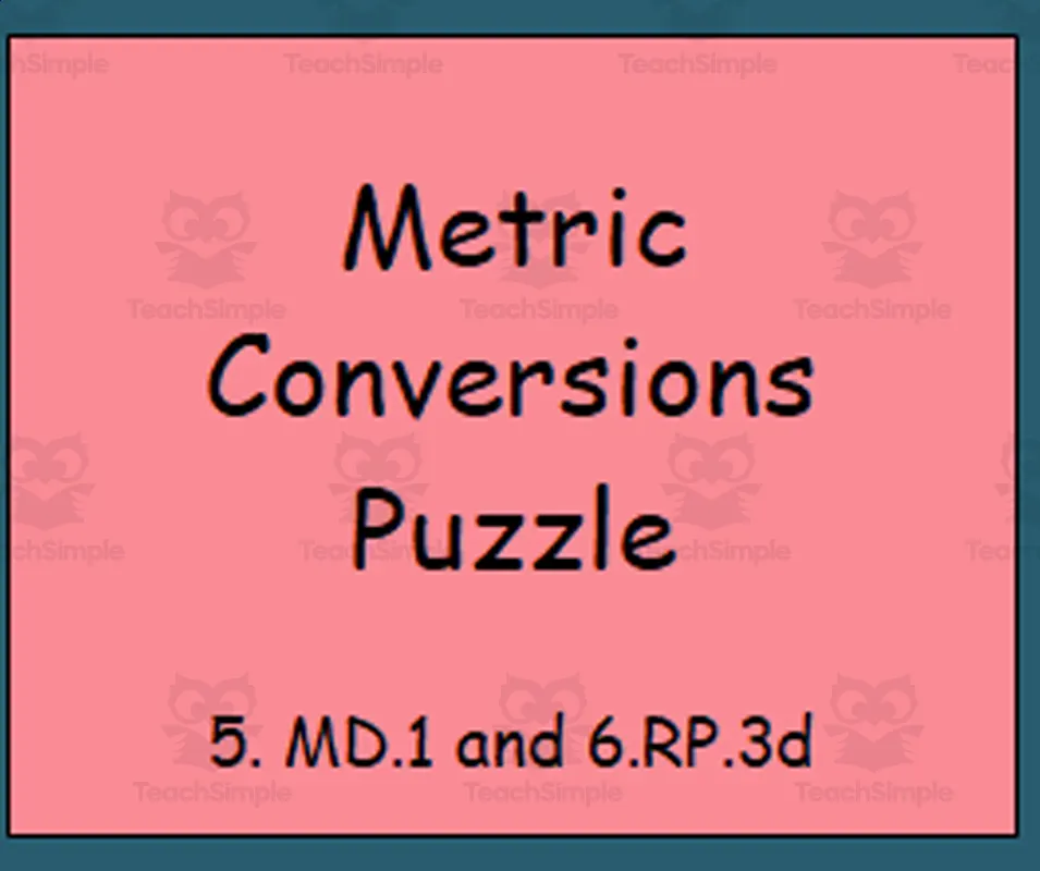 Metric Conversions Puzzle for Student Practice by Teach Simple Metric Conversions Puzzle for Student Practice by Teach Simple