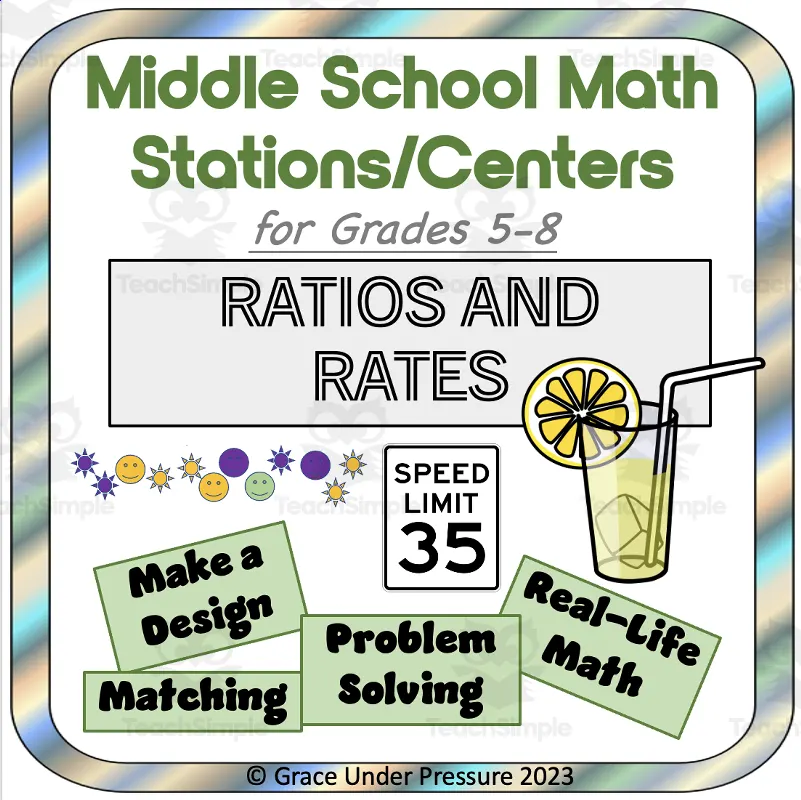 Middle School Math Stations or Centers: Ratios and Rates by Teach Simple