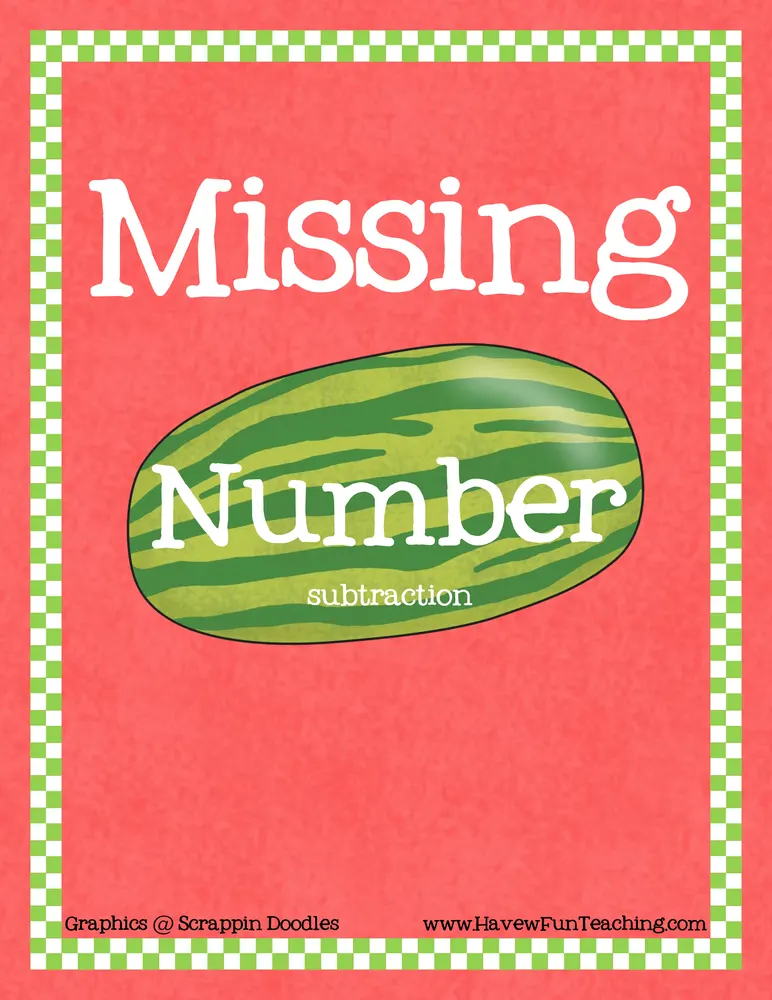 Missing Number Subtraction Activity by Teach Simple