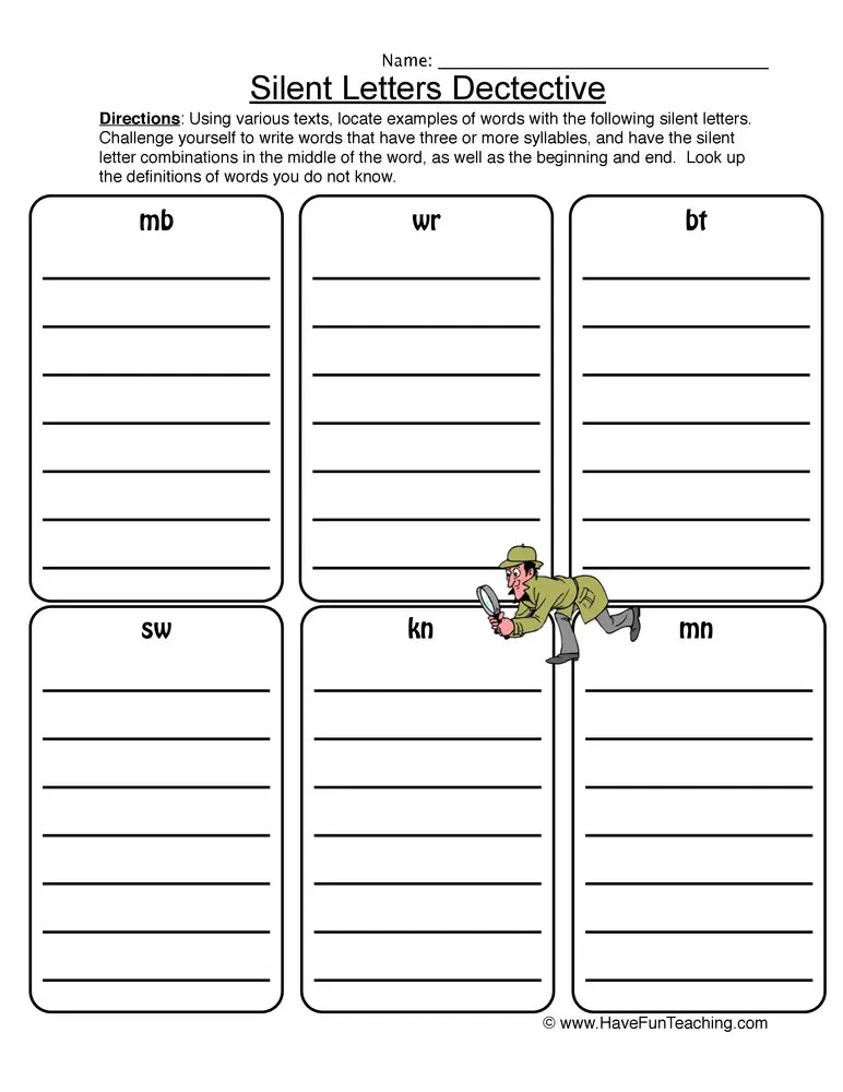 Missing Silent Letters Worksheet by Teach Simple