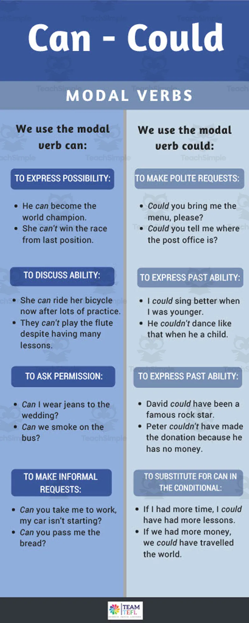 Modal Verbs: Can - Could | Pre-Intermediate Lesson Plan by Teach Simple
