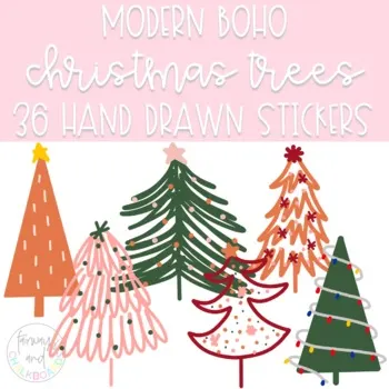 Modern Boho Christmas Trees Clip Art | Hand Drawn Doodles by Teach Simple