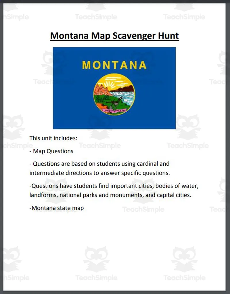 Montana Map Scavenger Hunt by Teach Simple