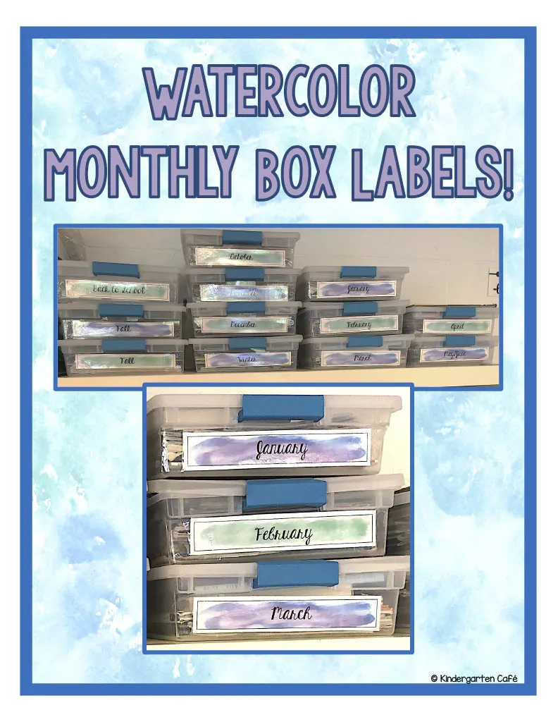 Monthly Box Labels - Watercolor Theme by Teach Simple