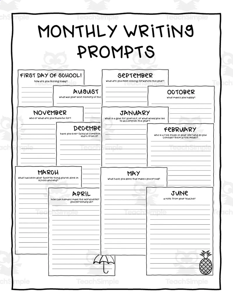 Monthly Writing Prompts by Teach Simple