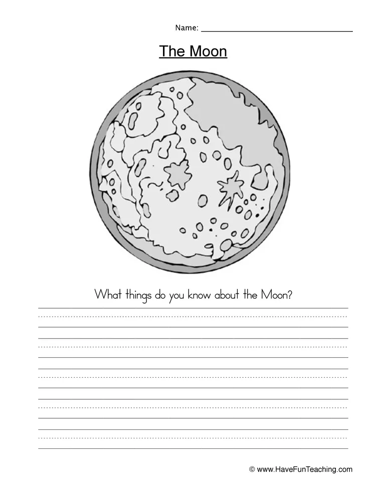 Moon Writing Worksheet by Teach Simple