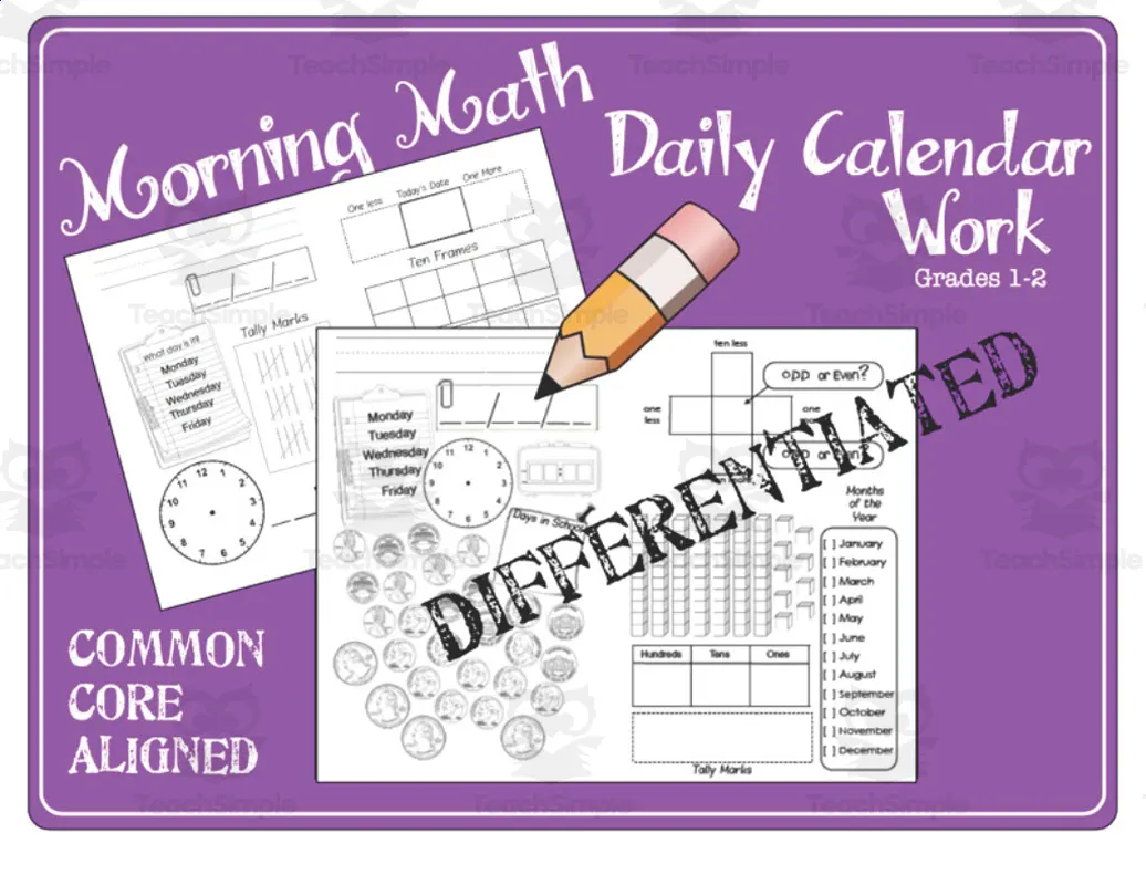 Morning Math Daily Calendar Work by Teach Simple