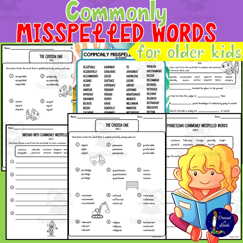 Most Commonly Misspelled Words for Older Kids by Teach Simple