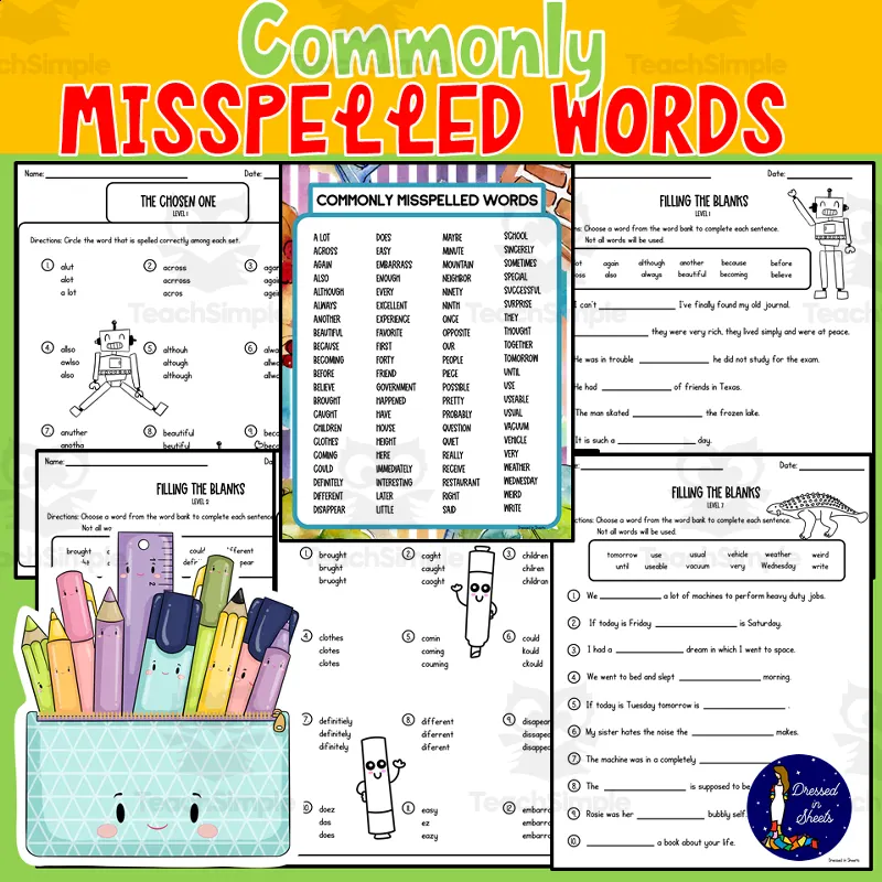 Most Commonly Misspelled Words by Teach Simple