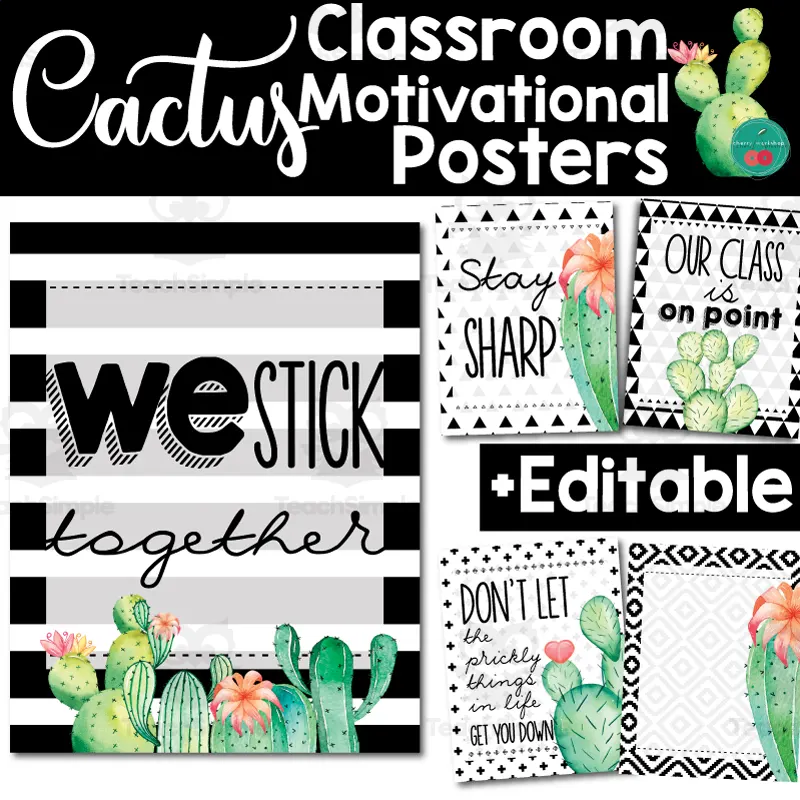 Motivational Posters | Cactus Classroom Decor by Teach Simple