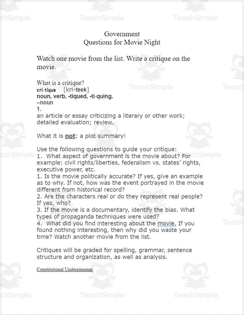 Movie Night: Government by Teach Simple