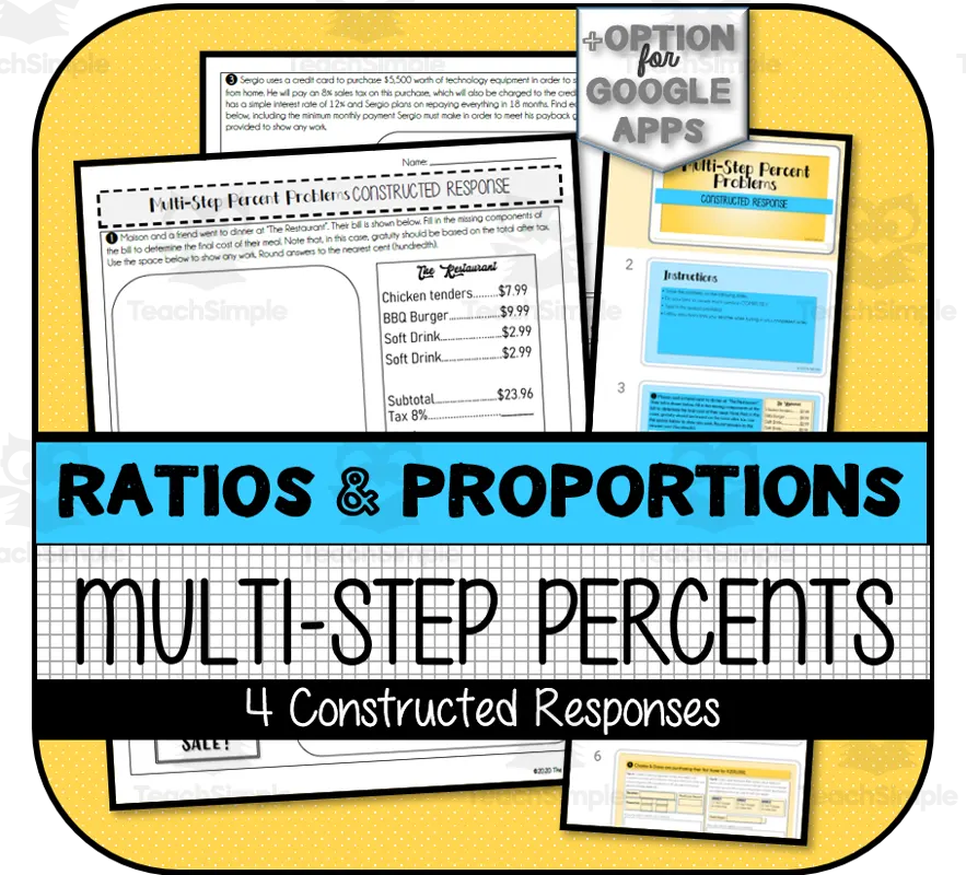 Multi-Step Percent Problems CONSTRUCTED RESPONSE by Teach Simple