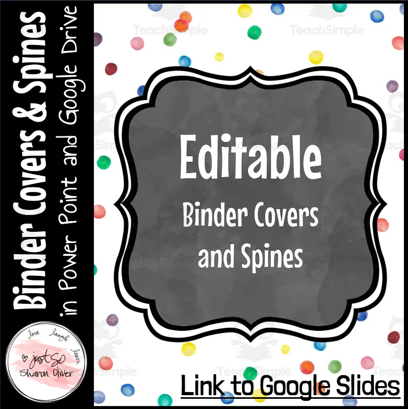 Multicolored Confetti Too! Editable Binder Covers & Spines by Teach Simple