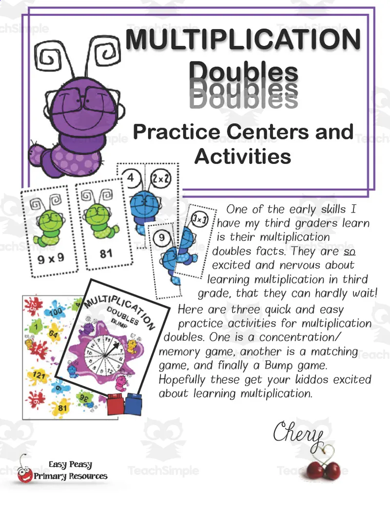 Multiplication Doubles Practice Centers and Activities by Teach Simple