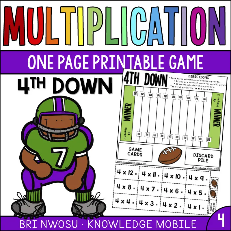 Multiplication Facts - Four Printable Game by Teach Simple