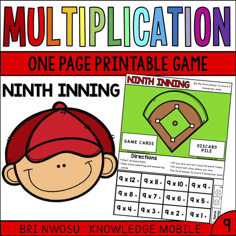 Multiplication Facts - Nine Printable Game by Teach Simple