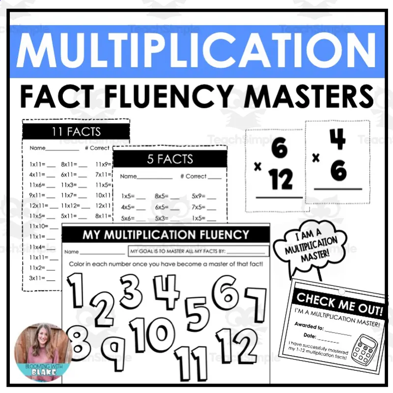 Multiplication Masters: Fact Fluency Practice Pack by Teach Simple
