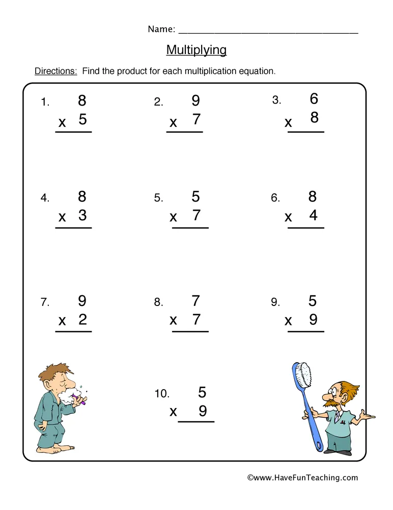 Multiplication Worksheet by Teach Simple