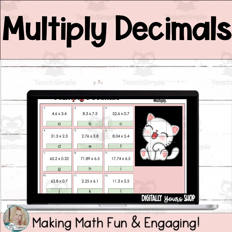 Multiply Decimals Digital Self-Checking Activity by Teach Simple