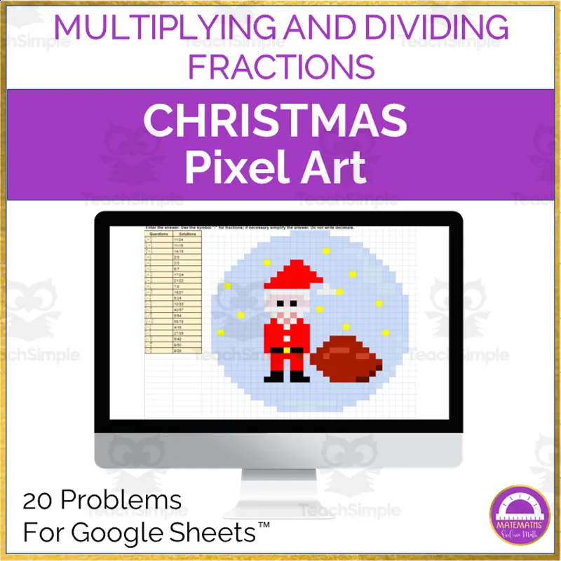 Multiplying and Dividing Fractions Pixel Art | Christmas Digital ...