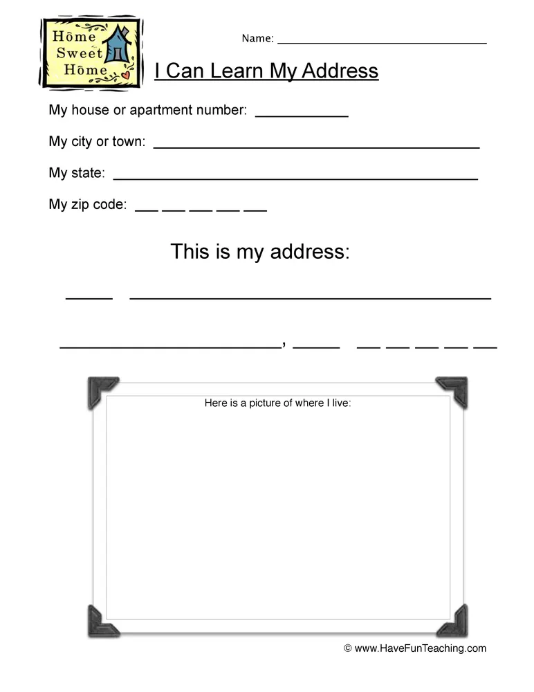 My Address Write and Draw Worksheet by Teach Simple