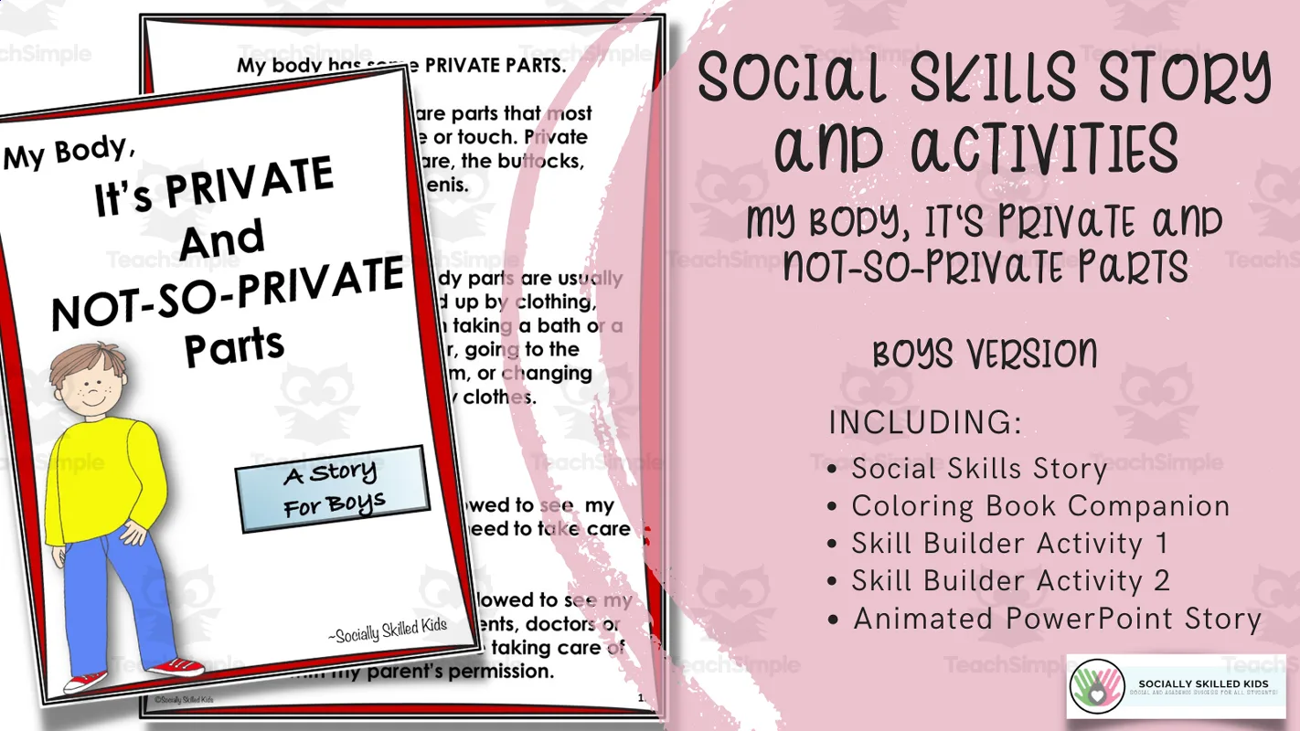My Body, It's Private Parts Social Skills Story & Activities For Boys ...