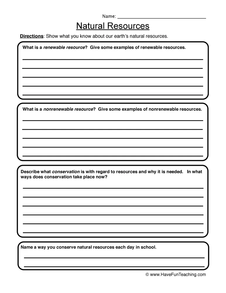 Natural Resources Writing Worksheet by Teach Simple Natural Resources Writing Worksheet by Teach Simple