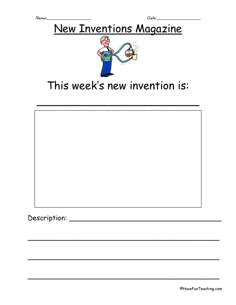 New Inventions Magazine Worksheet by Teach Simple