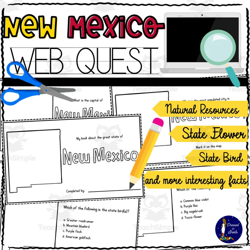 New Mexico WebQuest Printable Book by Teach Simple