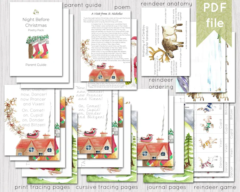 Night Before Christmas Poetry Study Pack by Teach Simple