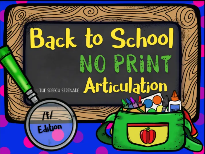 NO PRINT Back to School Articulation - F Edition for Distance Learning ...