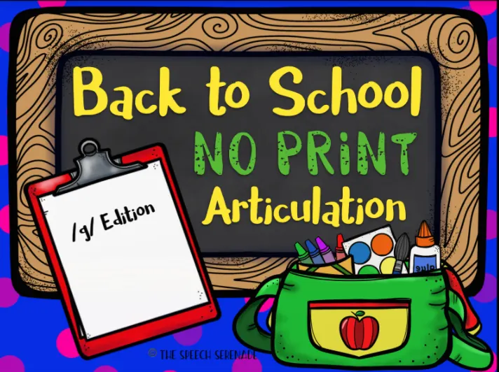 NO PRINT Back to School Articulation - G Edition for Distance Learning ...