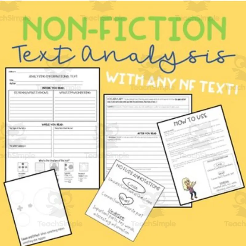 Nonfiction Text Analysis Packet by Teach Simple