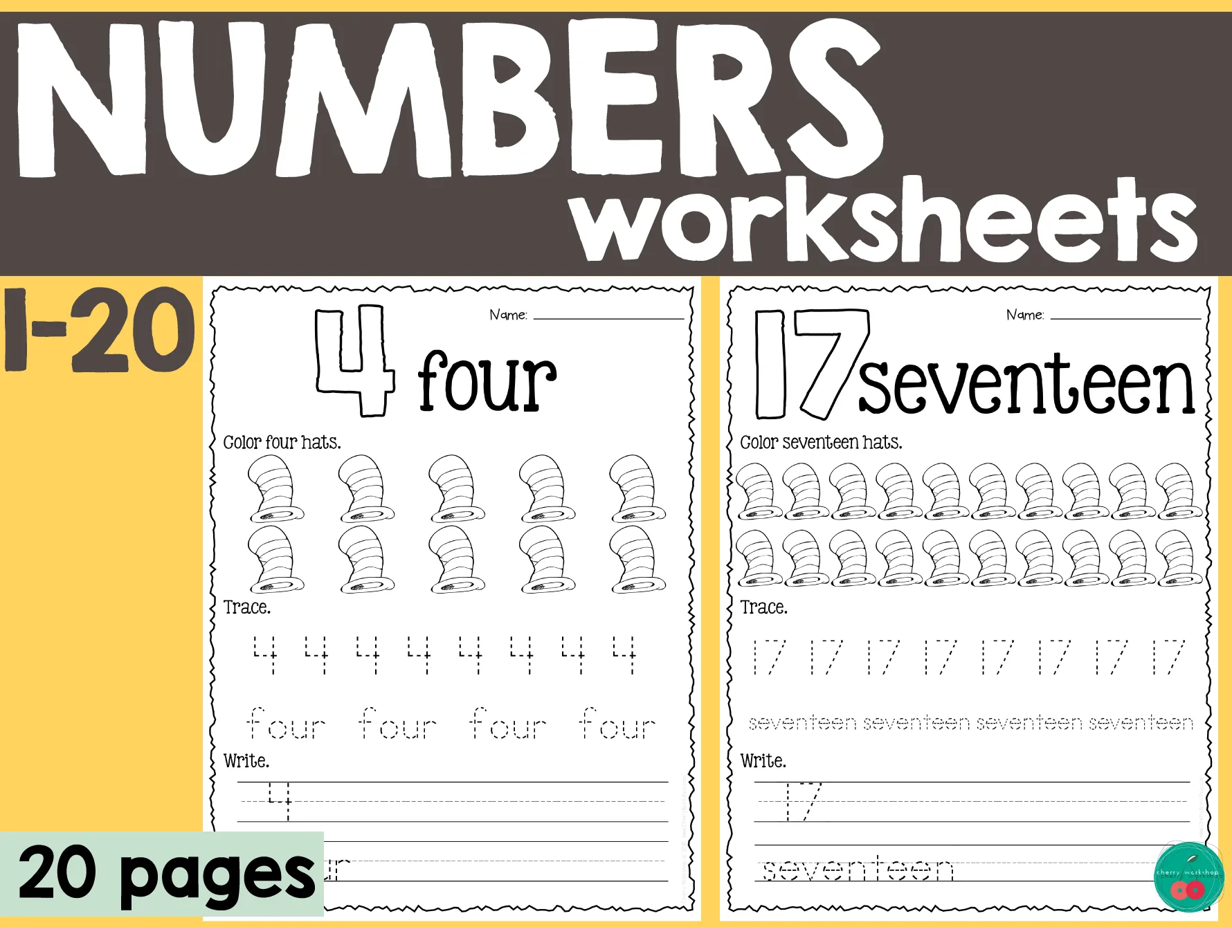 Number 1-20 - Cat In The Hat -Dr Seuss Inspired Activity by Teach Simple
