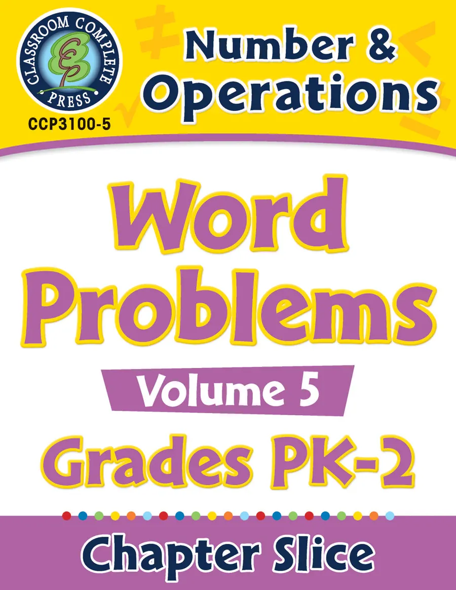 Number & Operations: Word Problems Vol. 5 Gr. PK-2 by Teach Simple